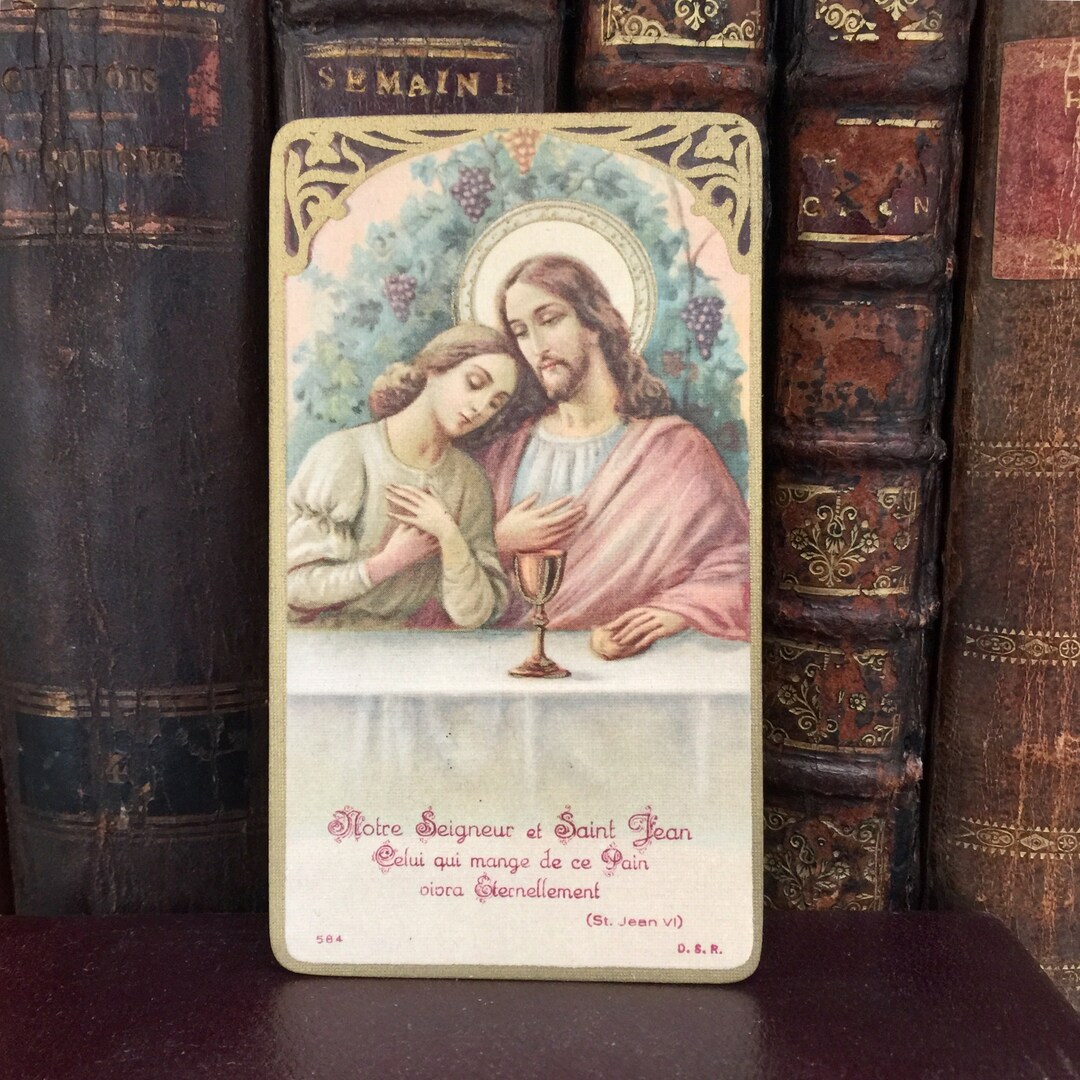 Rare Antique Pious Image From France, SAINT JEAN and JESUS (saint John ...