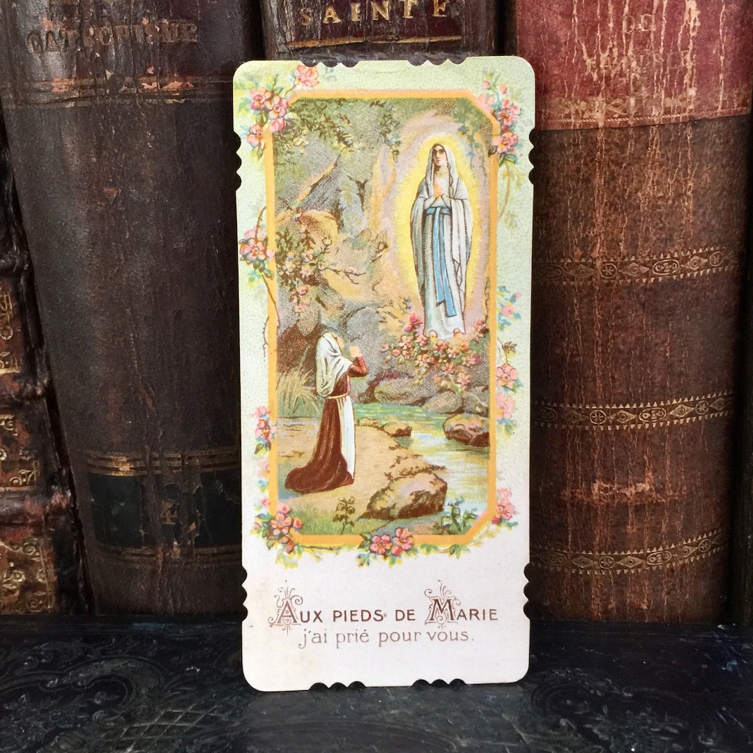 Rare Antique Pious Image From France, the Lourdes Apparitions, the ...
