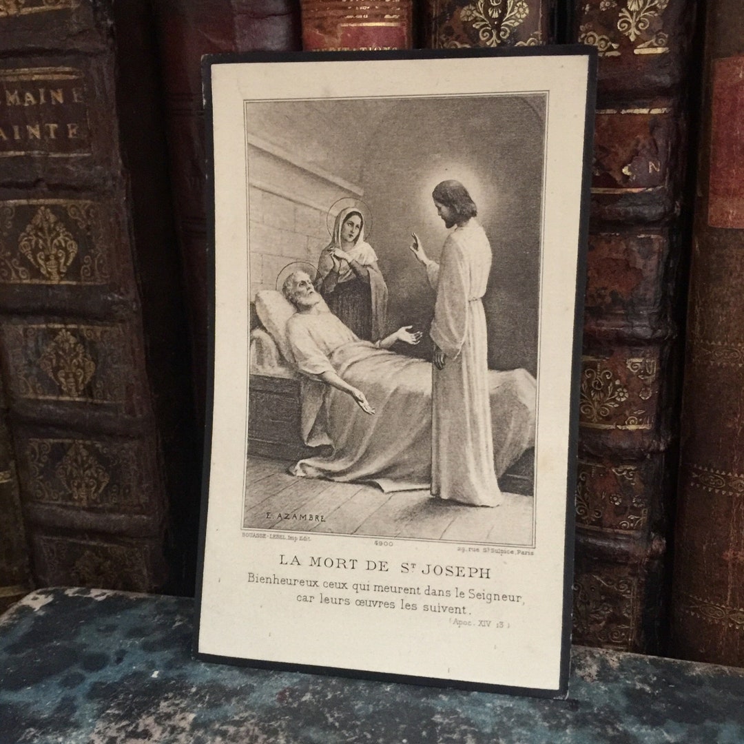 Rare Antique Pious Image From France "la Mort De Saint-joseph" Saint ...