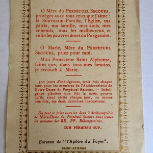 Rare Antique Pious Image From France, Invocations à Notre-dame Du ...
