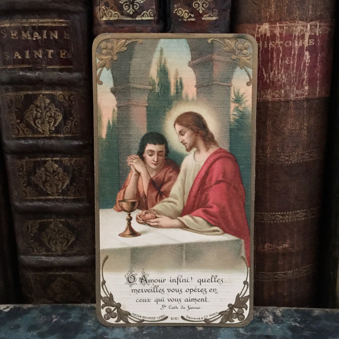 Rare Antique Pious Image From France, Communion Image Representing ...
