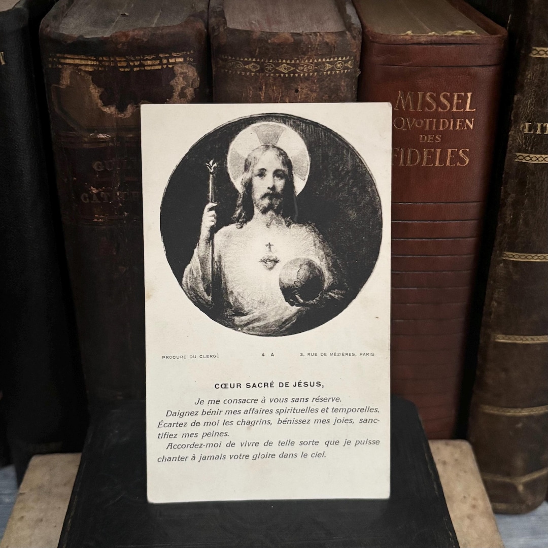 Rare Antique Pious Image From France "coeur Sacré De Jésus" (holy Heart ...