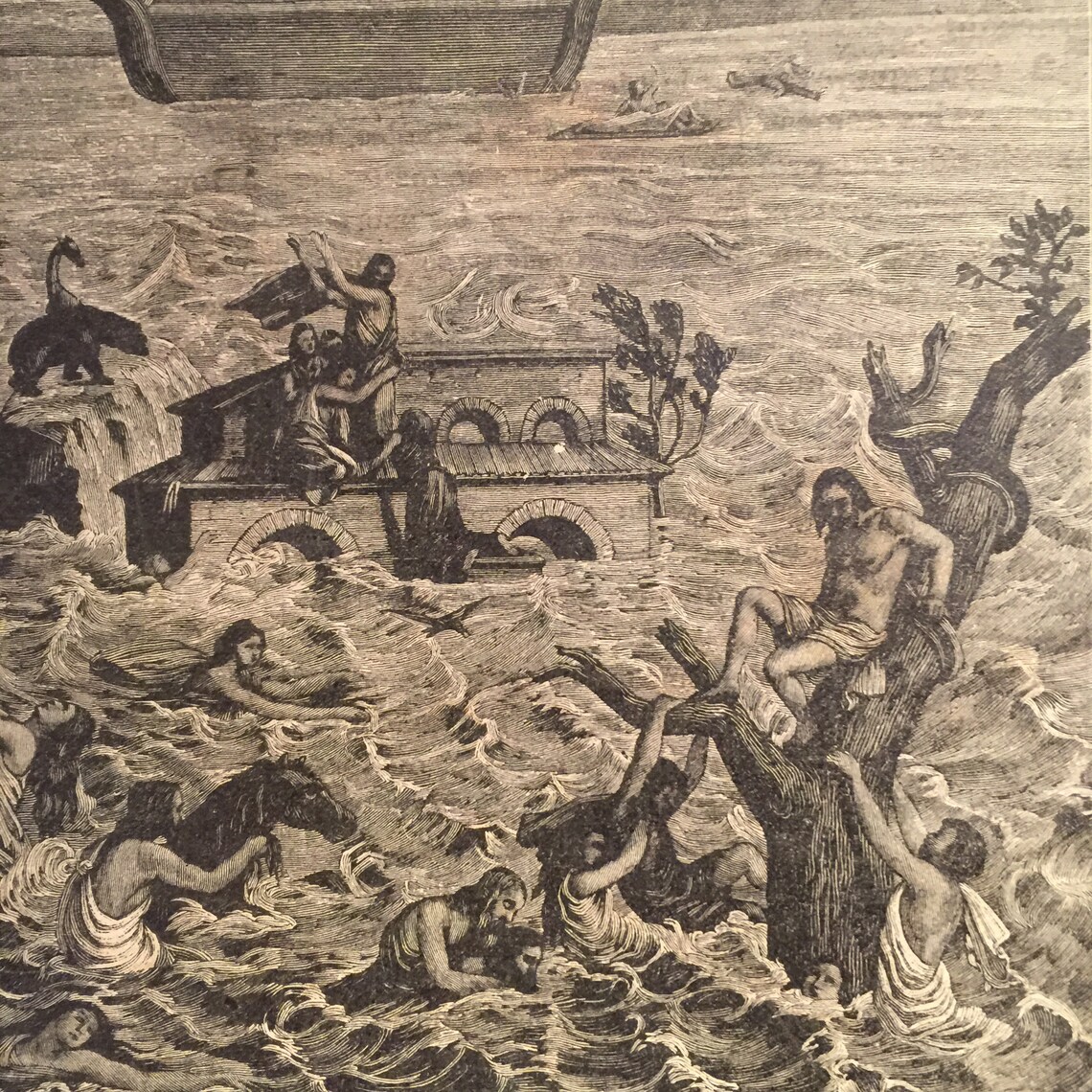 Large Antique Catechism Print From France, "the Flood" Illustration ...