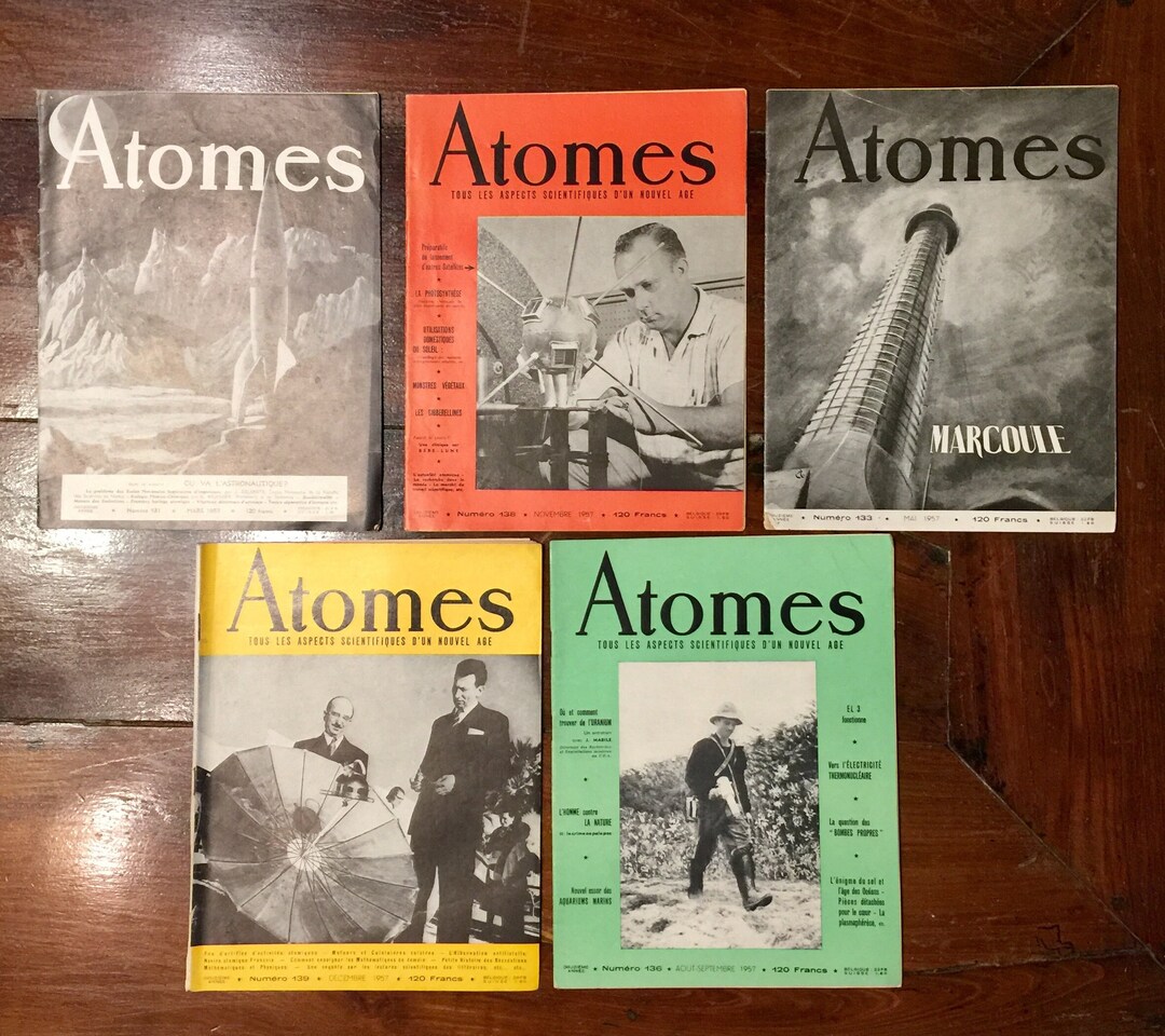 Set of 5 Vintage Science Magazines in French atomes From 1957, Latest ...