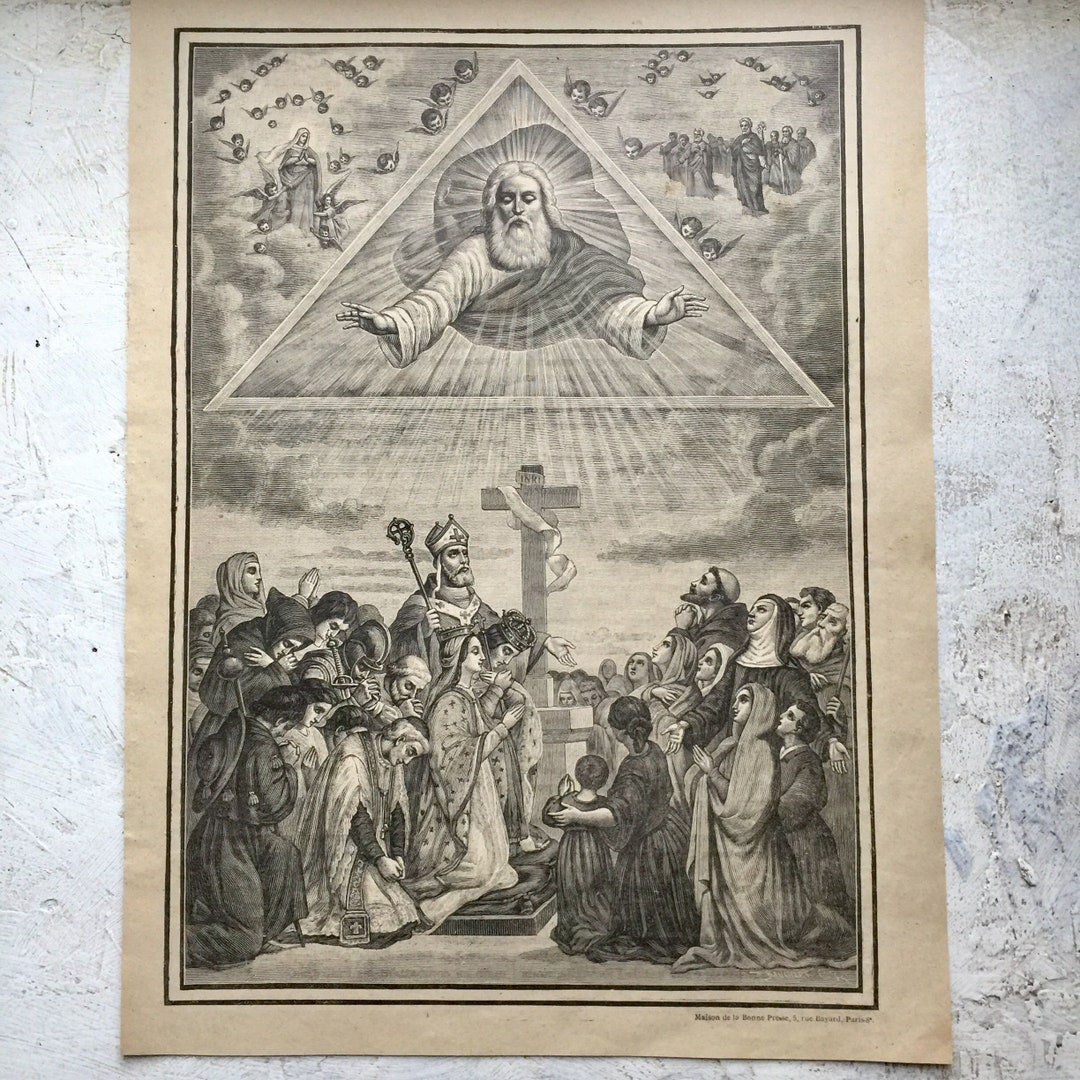 Large Antique Catechism Print From France, first Commandment: I Am the ...