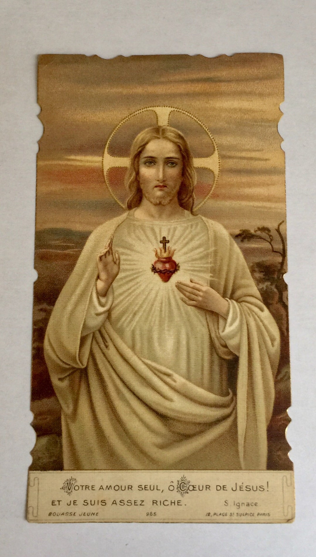 Rare Antique Pious Image From France, "litanies Du Sacré Coeur De Jésus ...