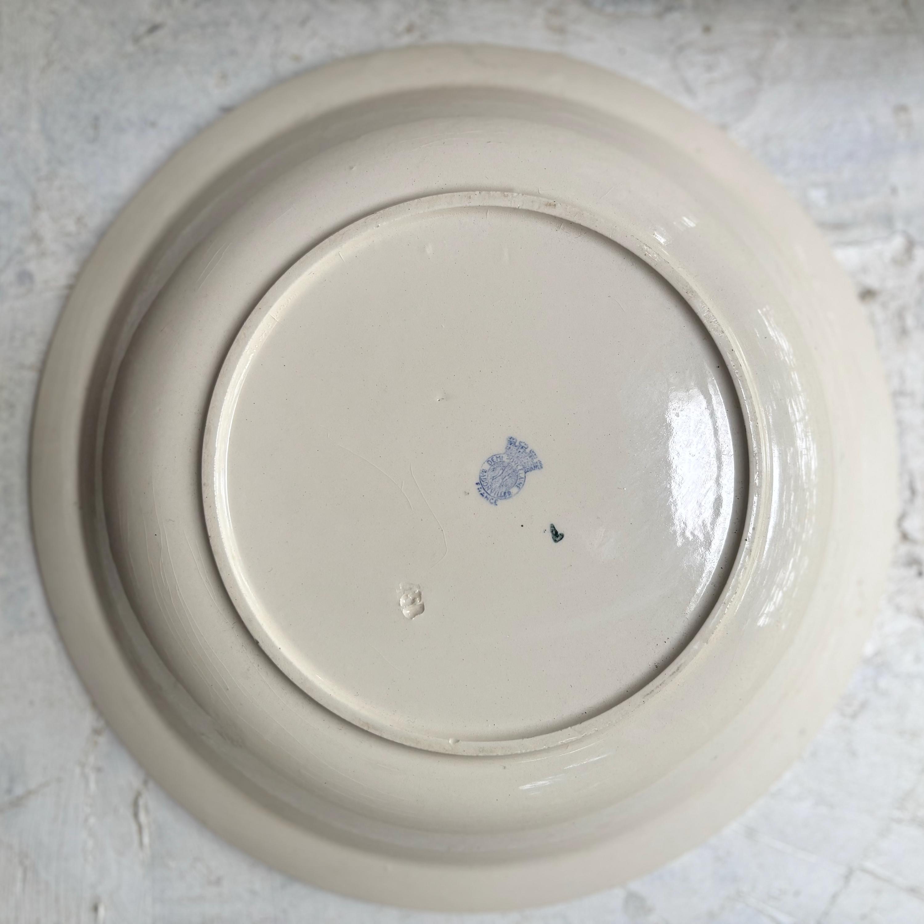 Large Antique White and Blue Serving Bowl From Badonviller, Art Deco ...