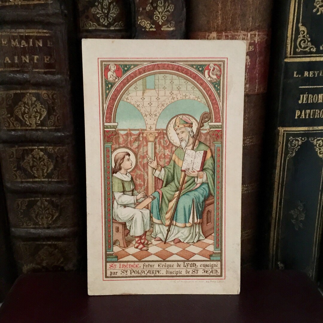 Rare Antique Pious Image From France, Saint Irénée De Lyon (saint ...