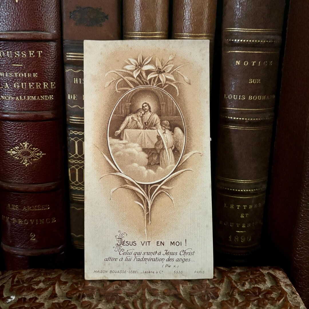 Rare Antique Pious Image From France "jésus Vit En Moi" (jesus Lives in ...