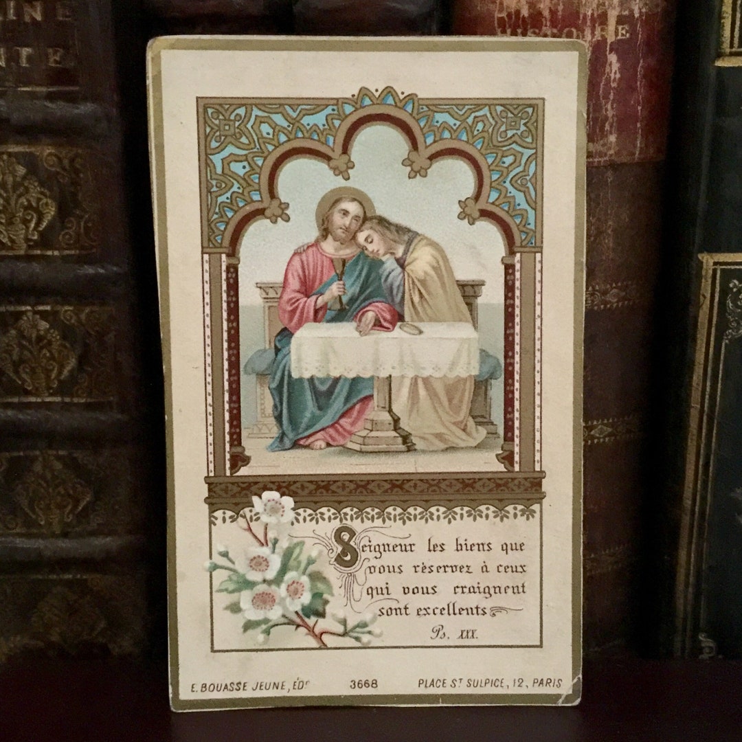 Rare Antique Pious Image From France, Jesus Giving Communion, Published ...