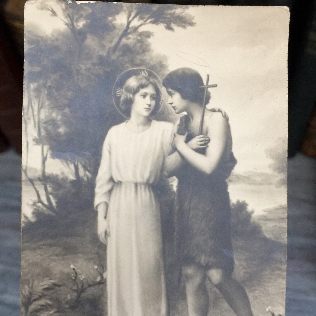 Rare Antique Pious Image From France, St JEAN BAPTISTE Et JESUS john ...