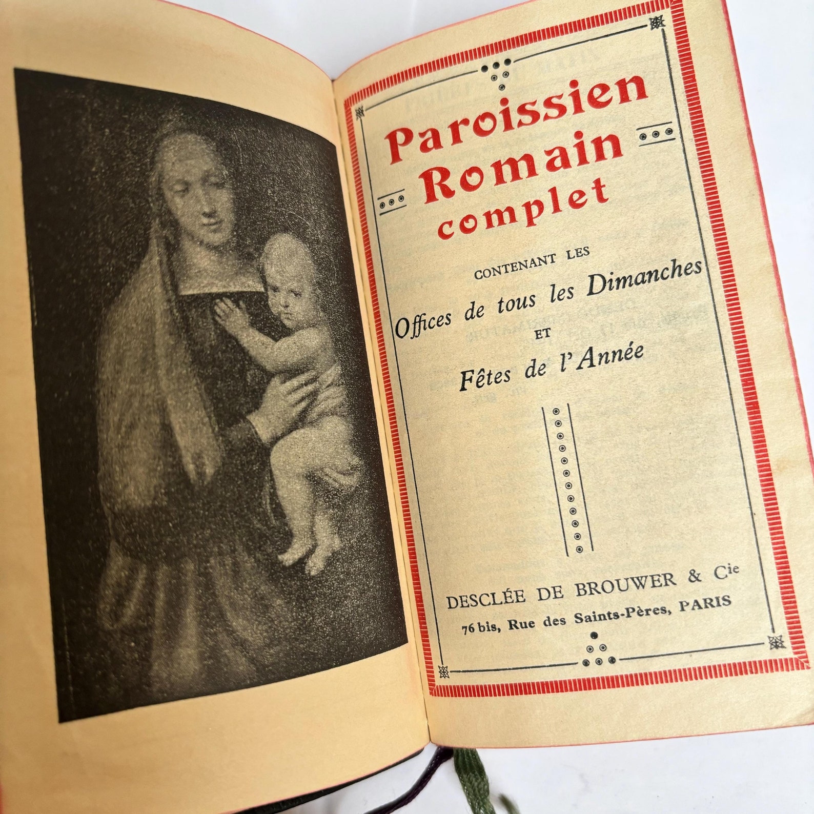 Antique Catholic Roman Parishioner in French and Latin, Lithurgical ...