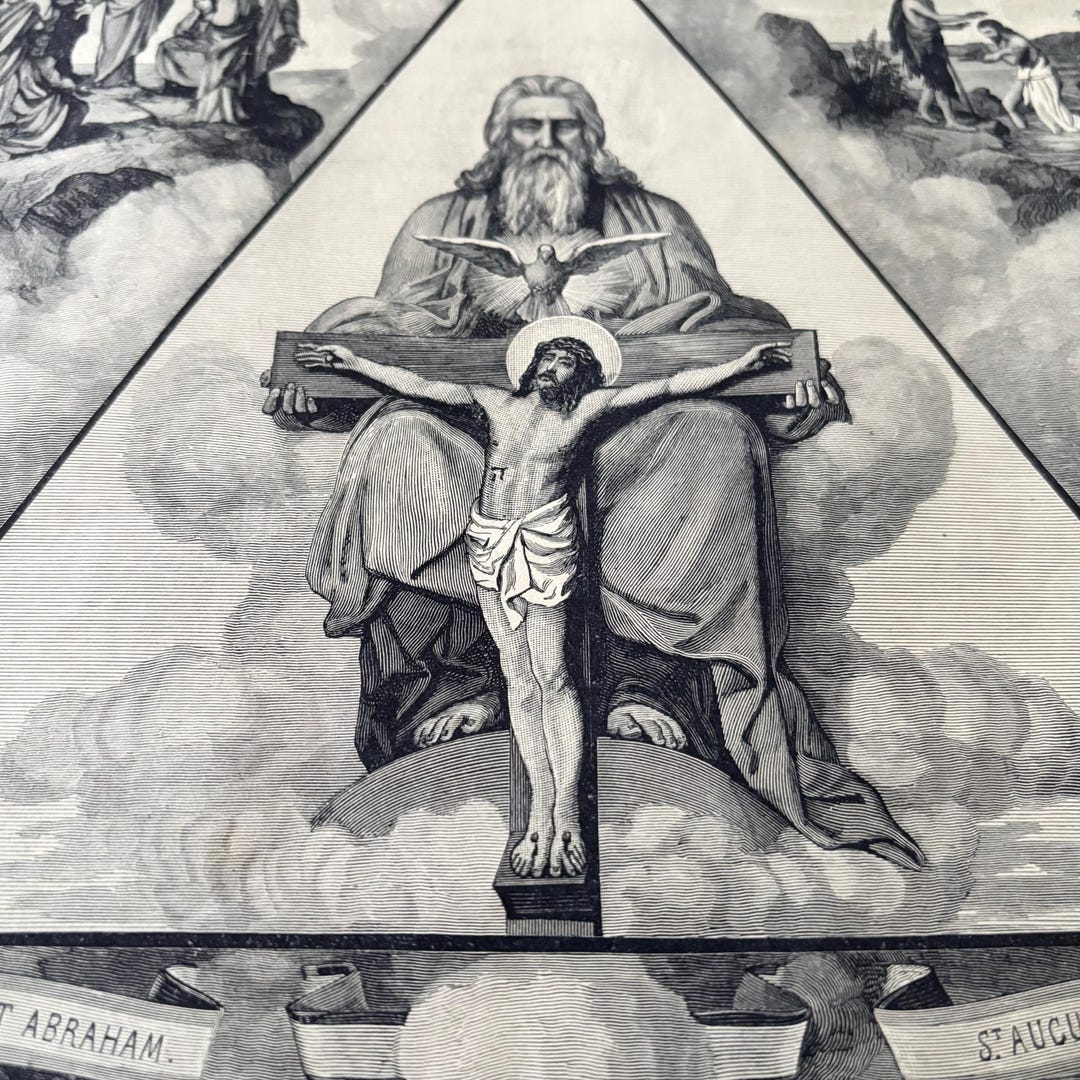 Large Antique Catechism Print From France, "the Trinity" Illustration ...