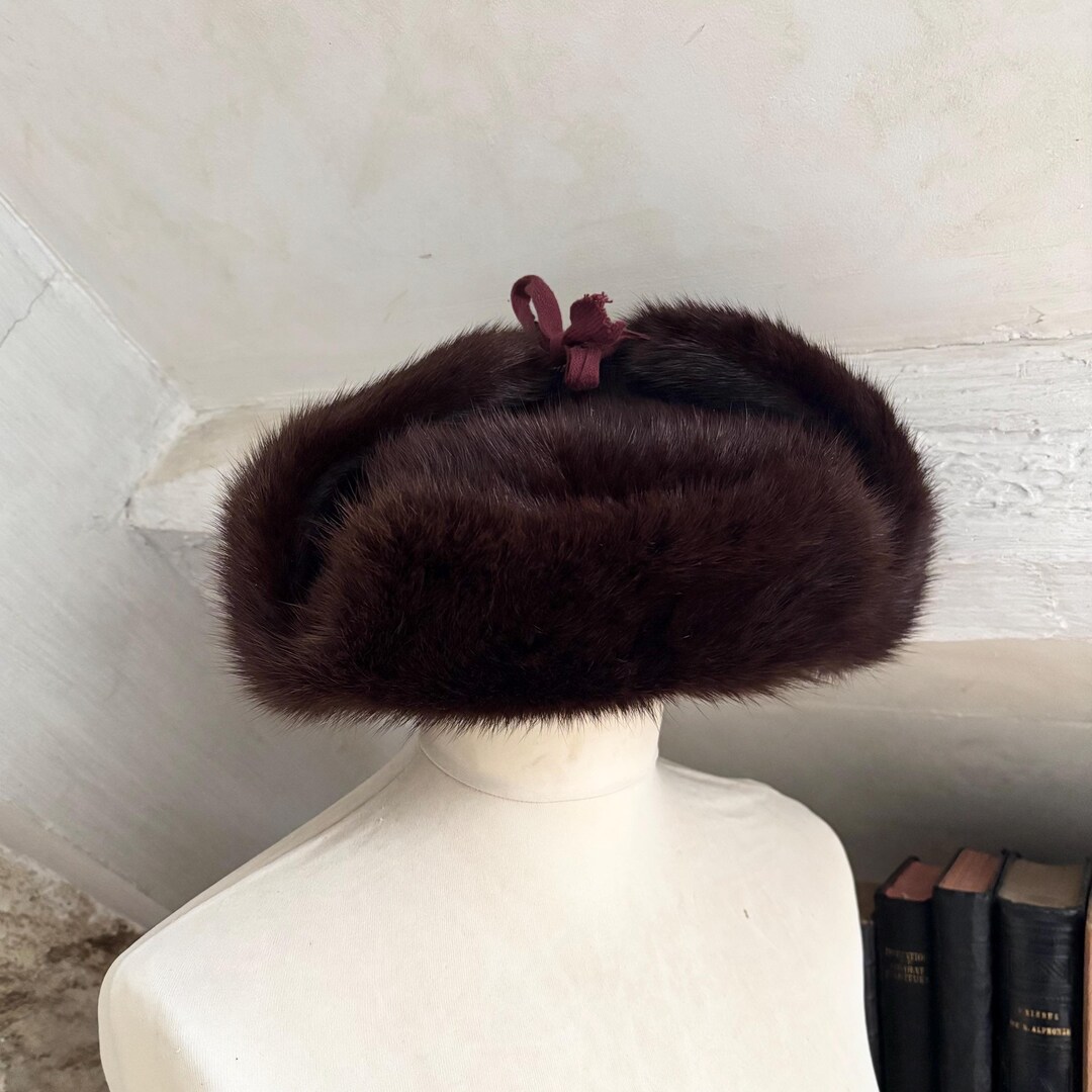 Beautiful Vintage Dark Brown Russian Mink Fur Chapka Made in the USSR ...
