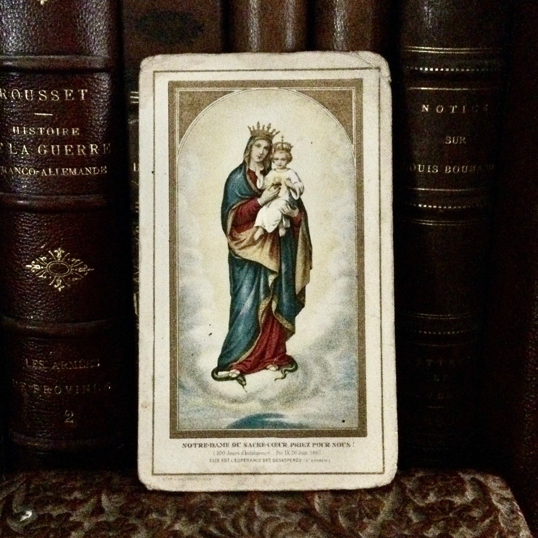 Rare Antique Pious Image From France, Notre Dame Du Sacré Coeur à ...