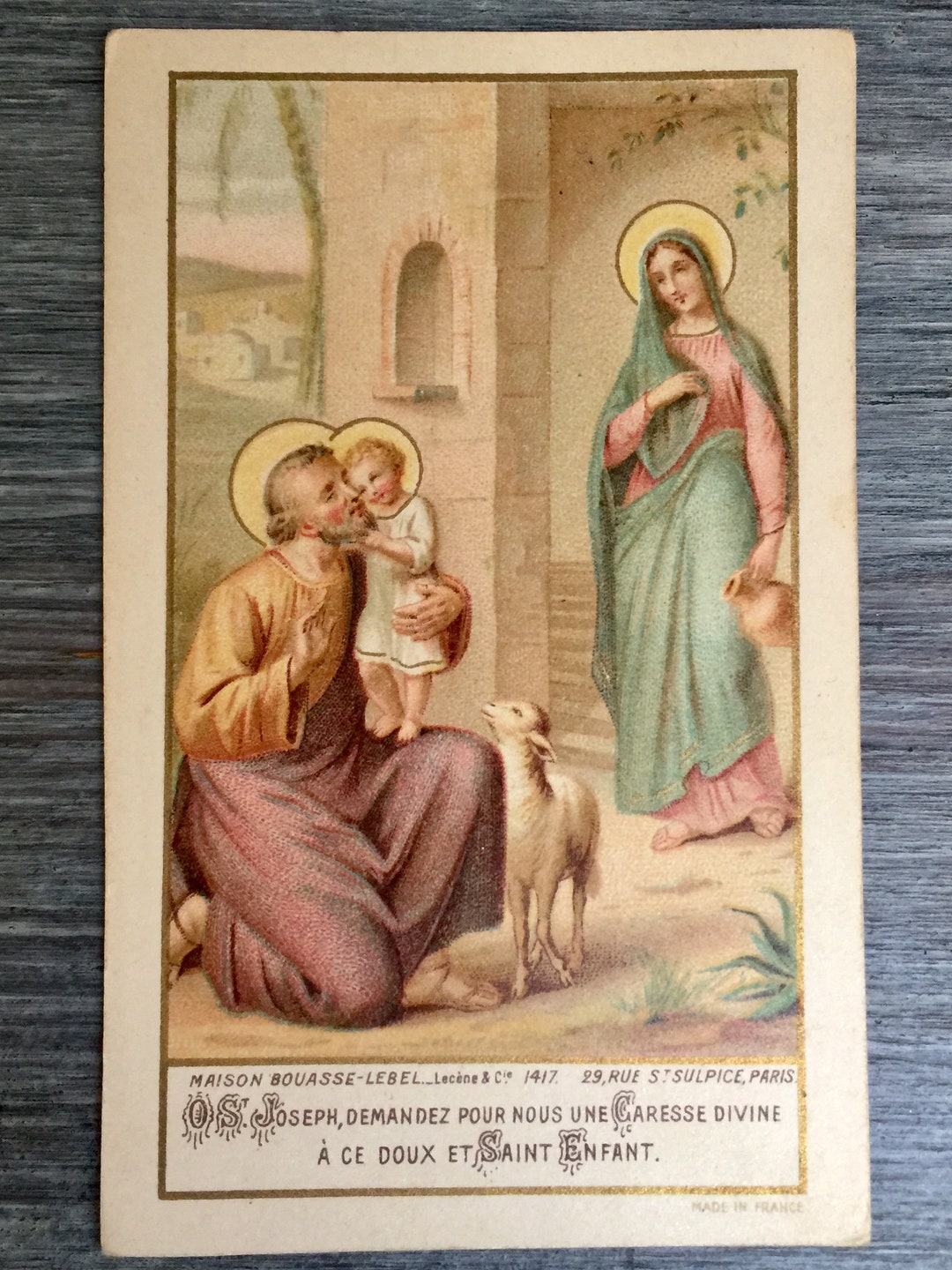 Rare Antique Pious Image From France, Holy Family With St Joseph, Mary ...