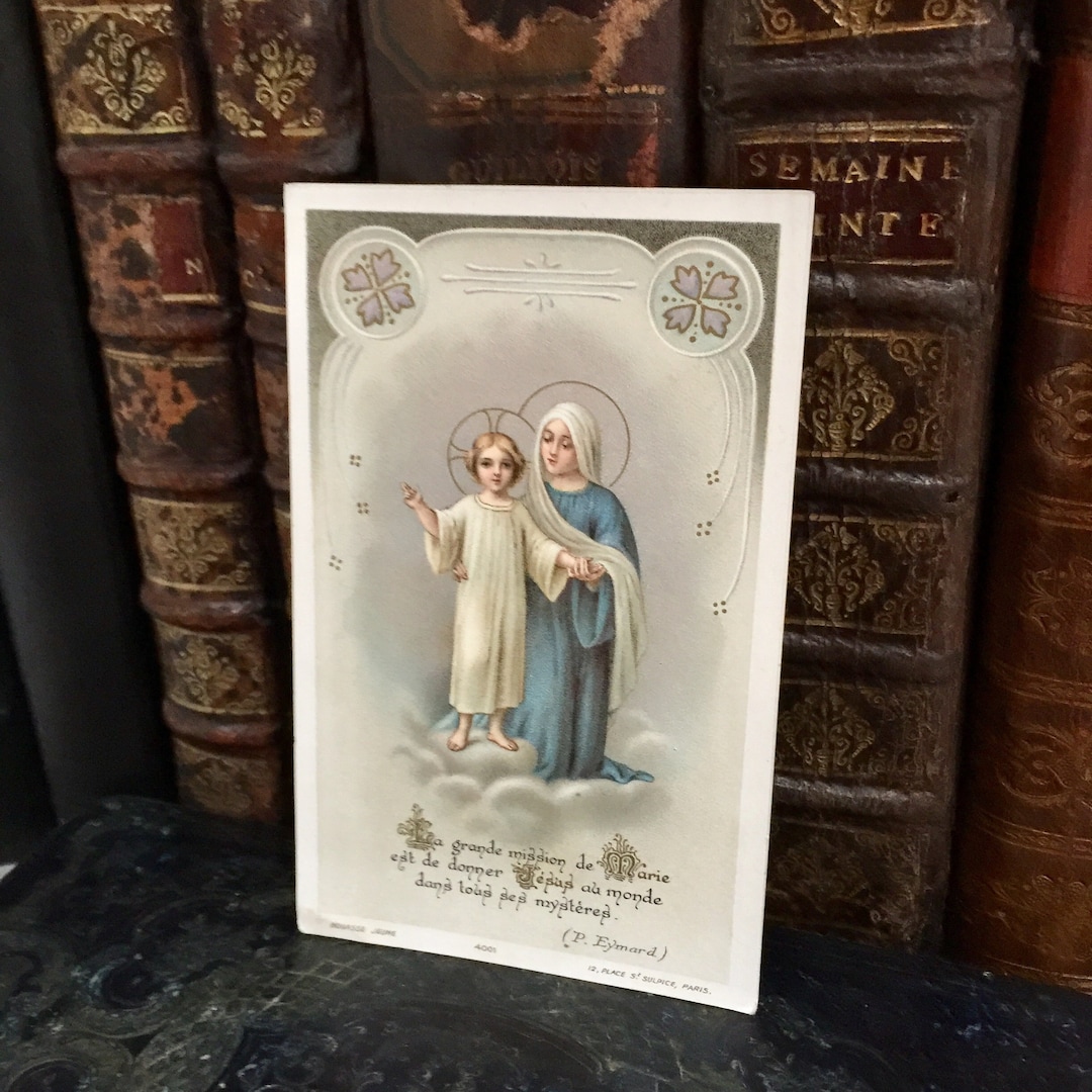 Rare Antique Pious Image From France, the Virgin Mary and Jesus ...
