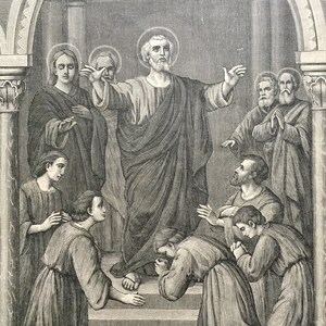 Large Antique Catechism Print From France, sacrament of Holy Orders ...