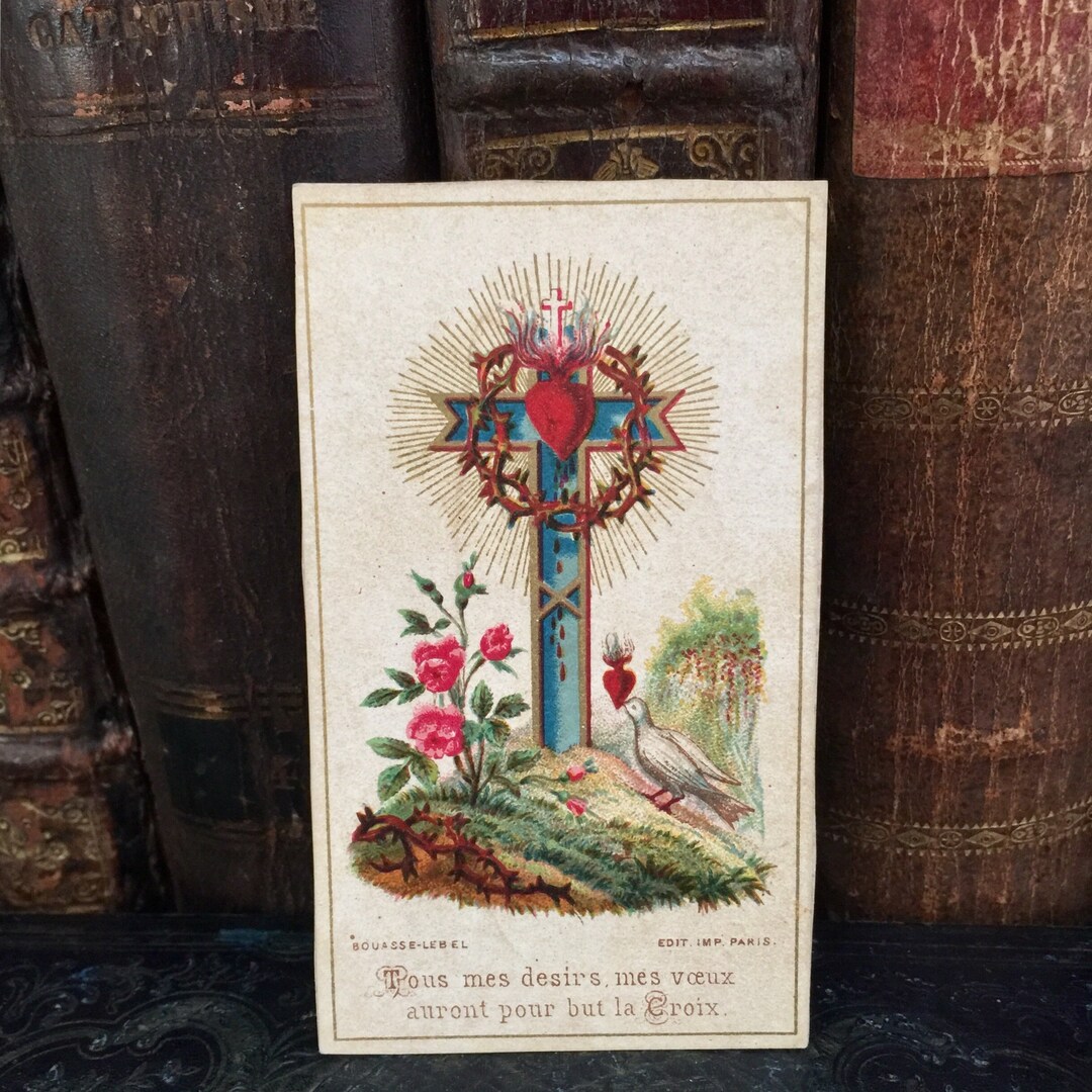 Rare Antique Pious Image From France, "coeur Sacré De Jésus Christ ...