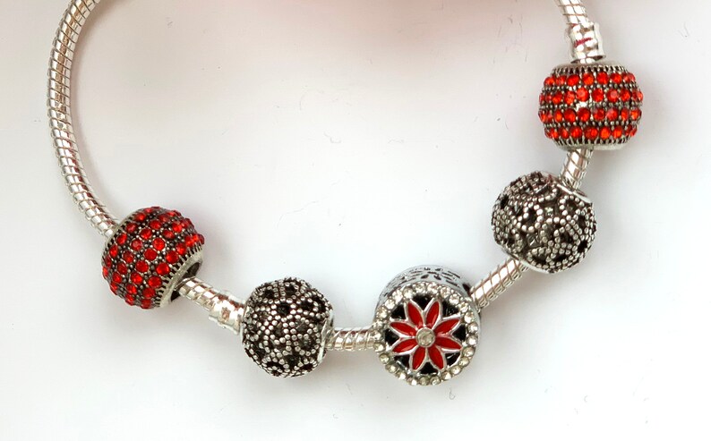 Rojo Pandora estilo pulsera bonito regalo para mamá pulsera - Etsy España