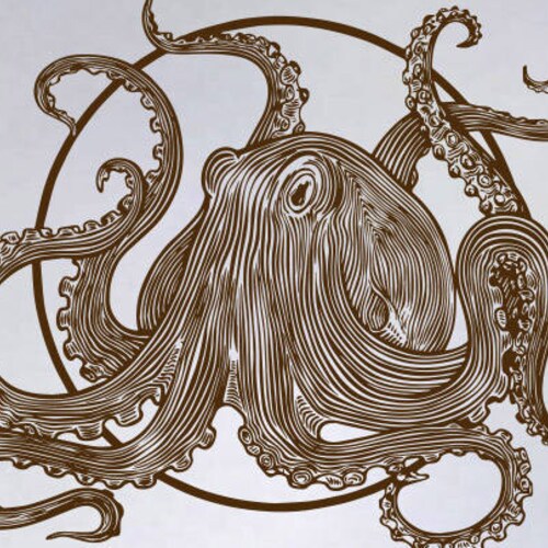 Geometric OCTOPUS Line Art Interior Sea Ocean Animal Nautical - Etsy
