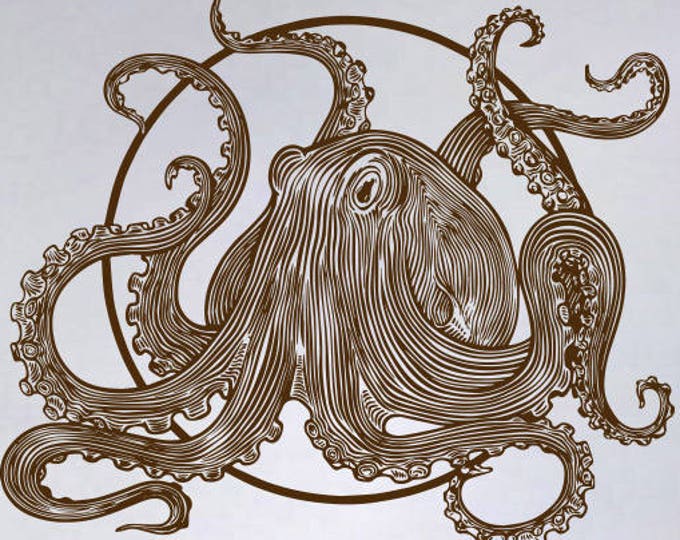 Geometric OCTOPUS Line Art Interior Sea Ocean Animal Nautical - Etsy