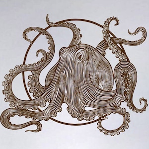 Geometric OCTOPUS Line Art Interior Sea Ocean Animal Nautical Vinyl ...