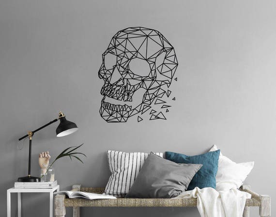 GEOMETRIC SKULL Removable Wall Sticker Decal Minimal Line | Etsy