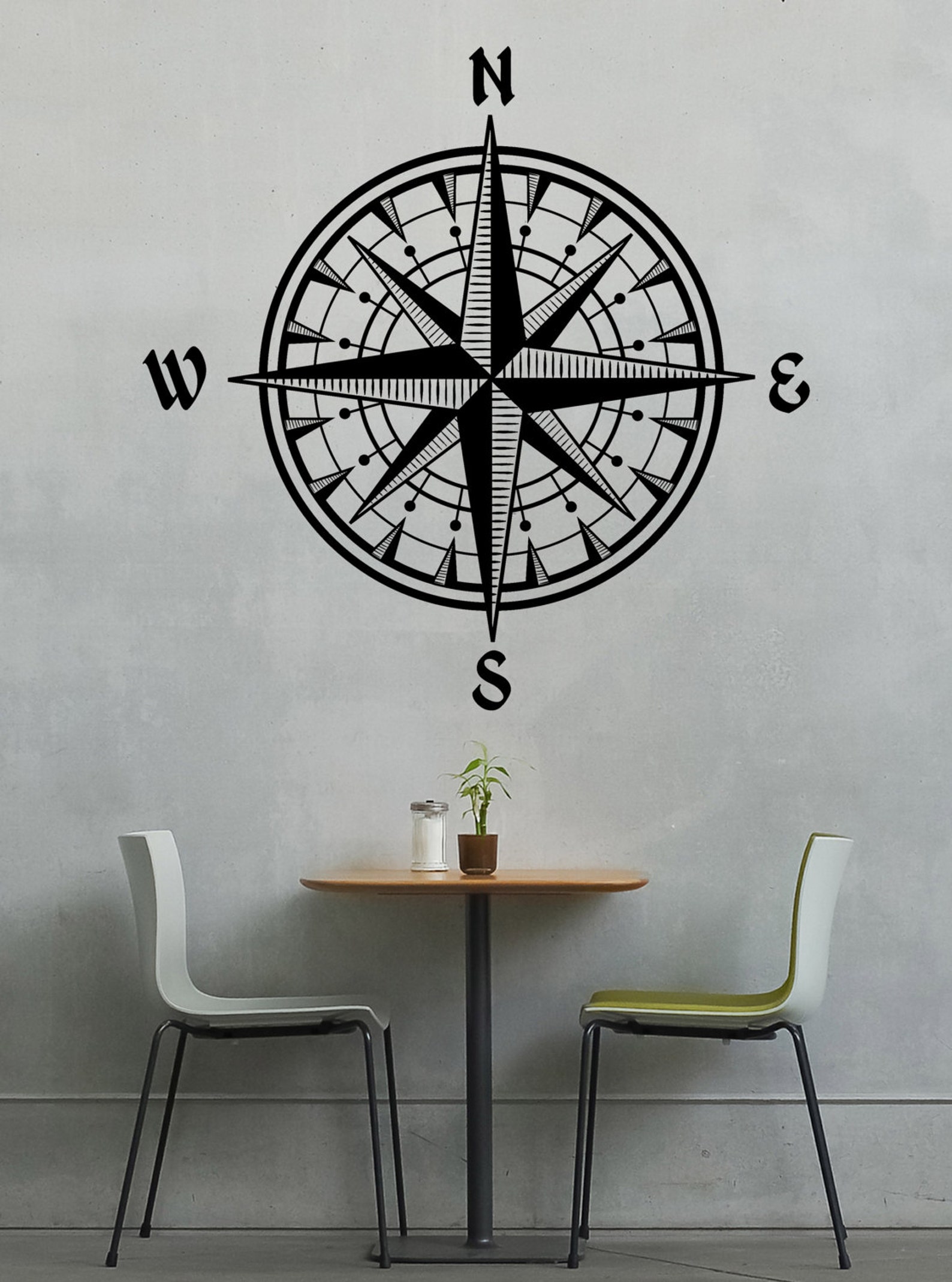 Vintage Compass Rosette Wall Decal Vinyl Bedroom Living Room - Etsy
