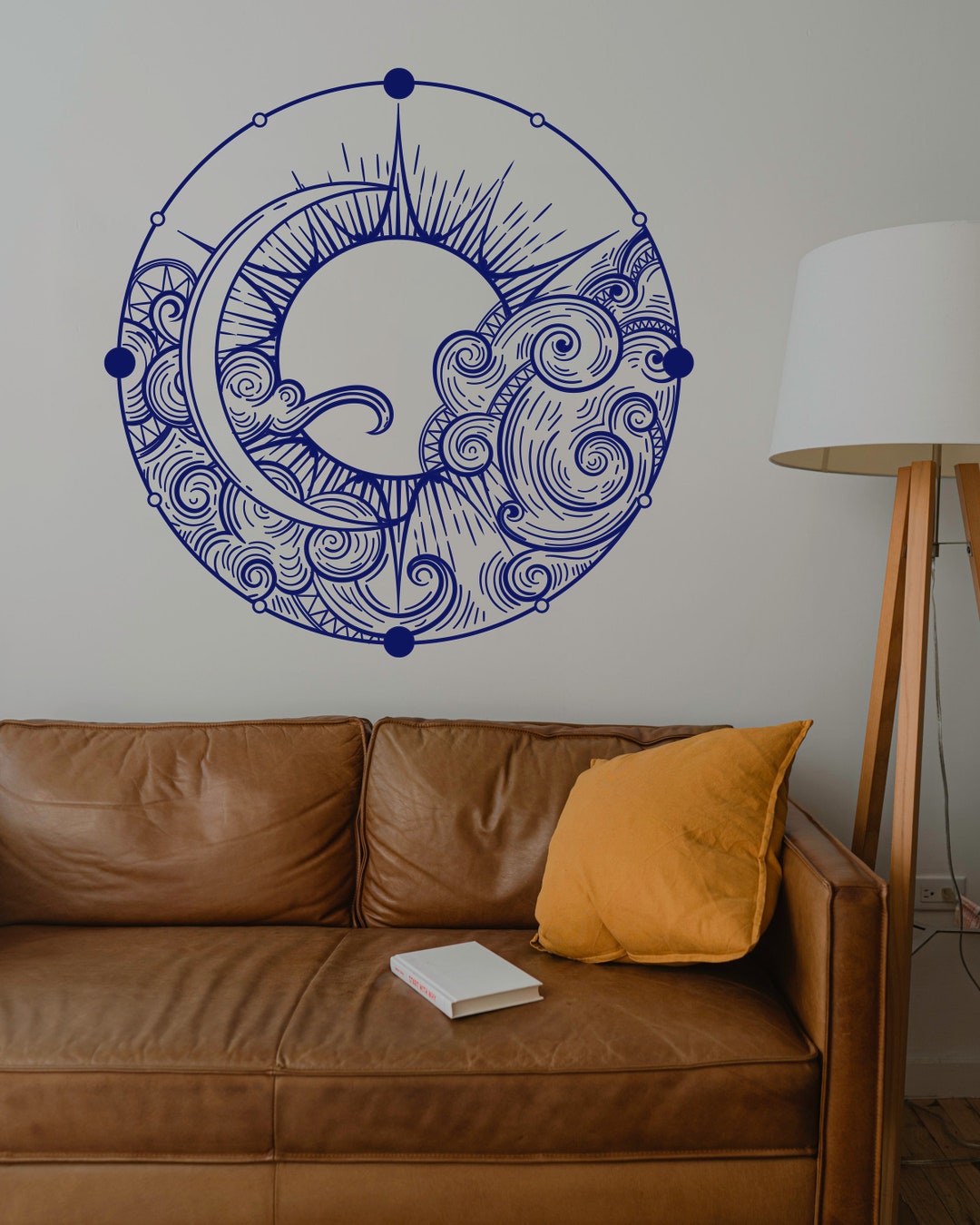 Sun Mandala Eclipse Line Art Moon Illustration Interior Wall Decal ...