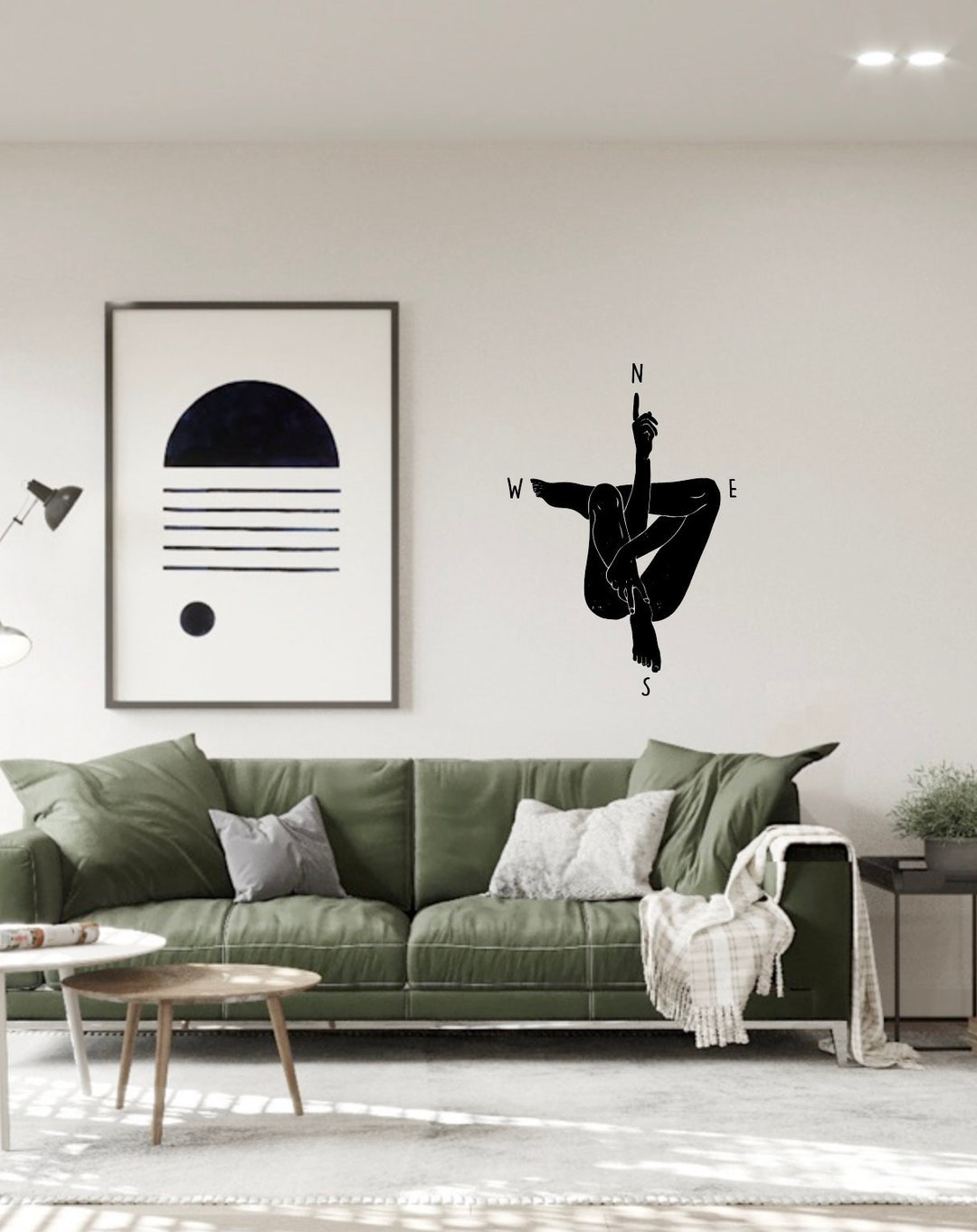 BODY COMPASS Illustration Drawing Girl Woman Modern Art Removable Wall ...