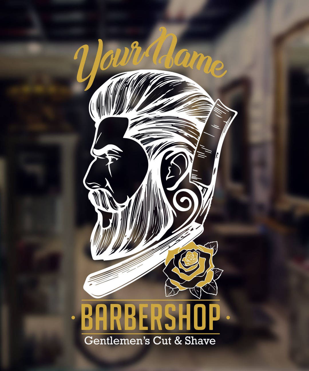 BARBER SHOP SIGN Two Colour Personalised Vinyl Decal Sticker - Etsy