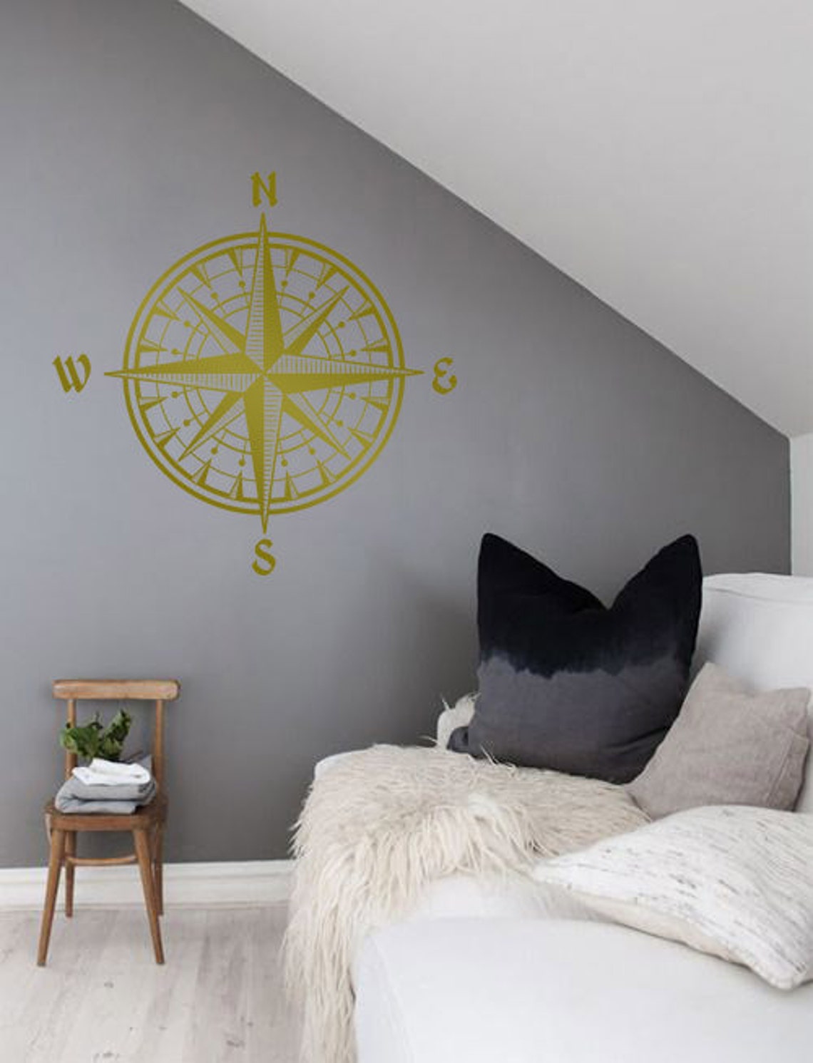 Vintage Compass Rosette Wall Decal Vinyl Bedroom Living Room - Etsy