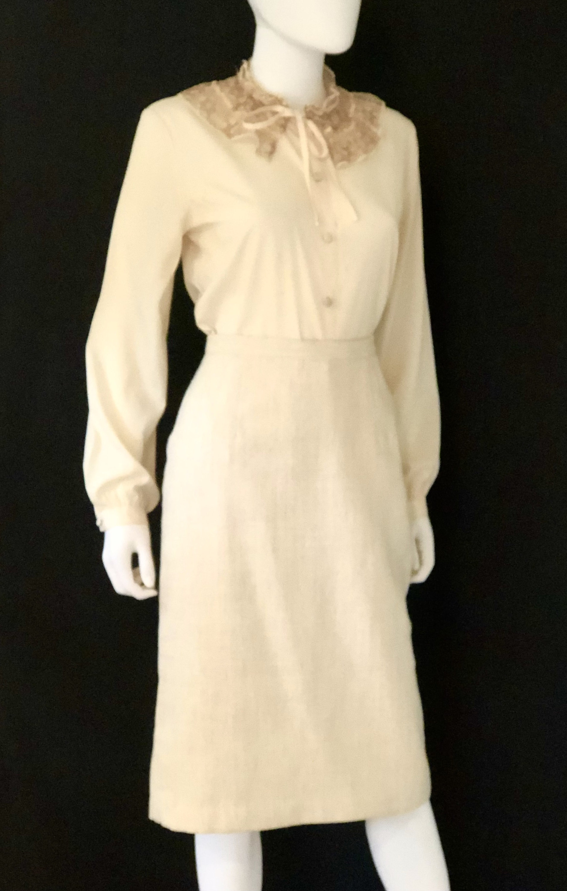 Vintage 1980s Louis Ferrara Cream Ivory Classic Skirt Suit | Etsy