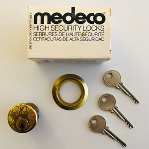 Vintage C1980s Medeco Solid Satin Brass High Security Lock Complete ...