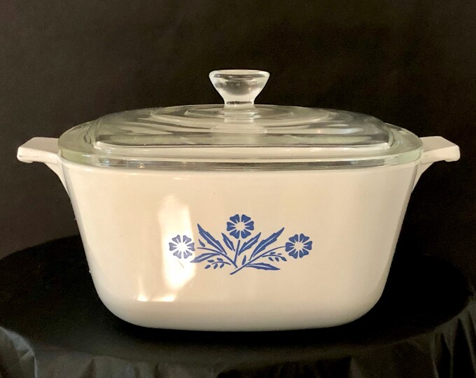 Vintage 1960-1961 Rare Blue Ink Stamp Blue Cornflower Corning Ware 1.75 ...