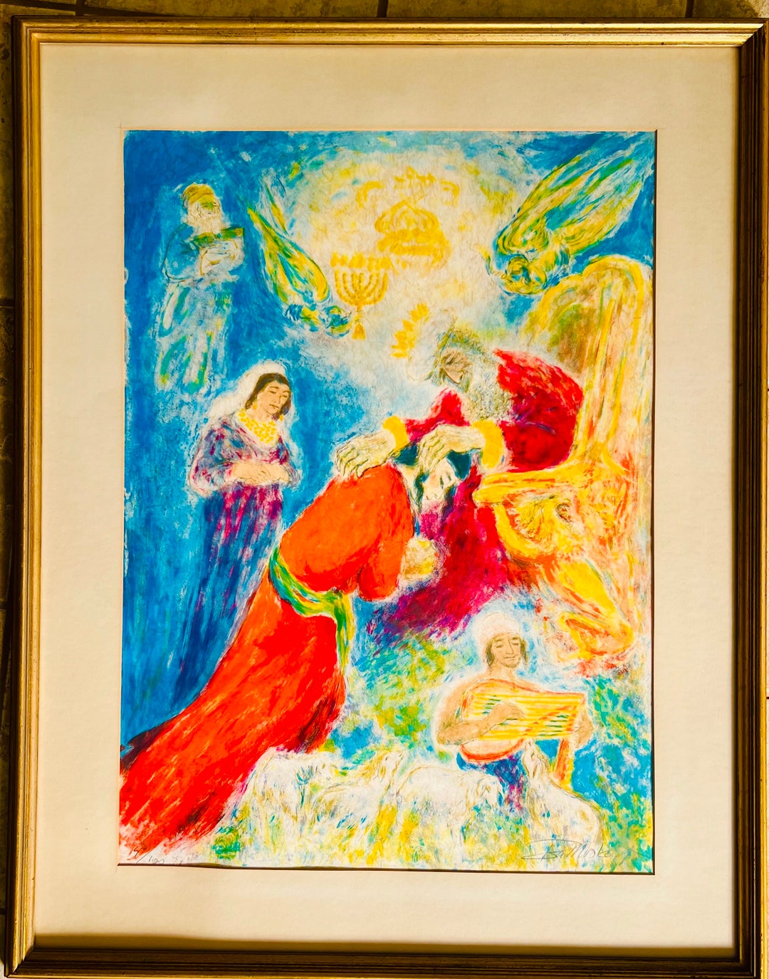 Vintage Signed Fine Art, king Solomon by IRA MOSKOWITZ, Framed ...