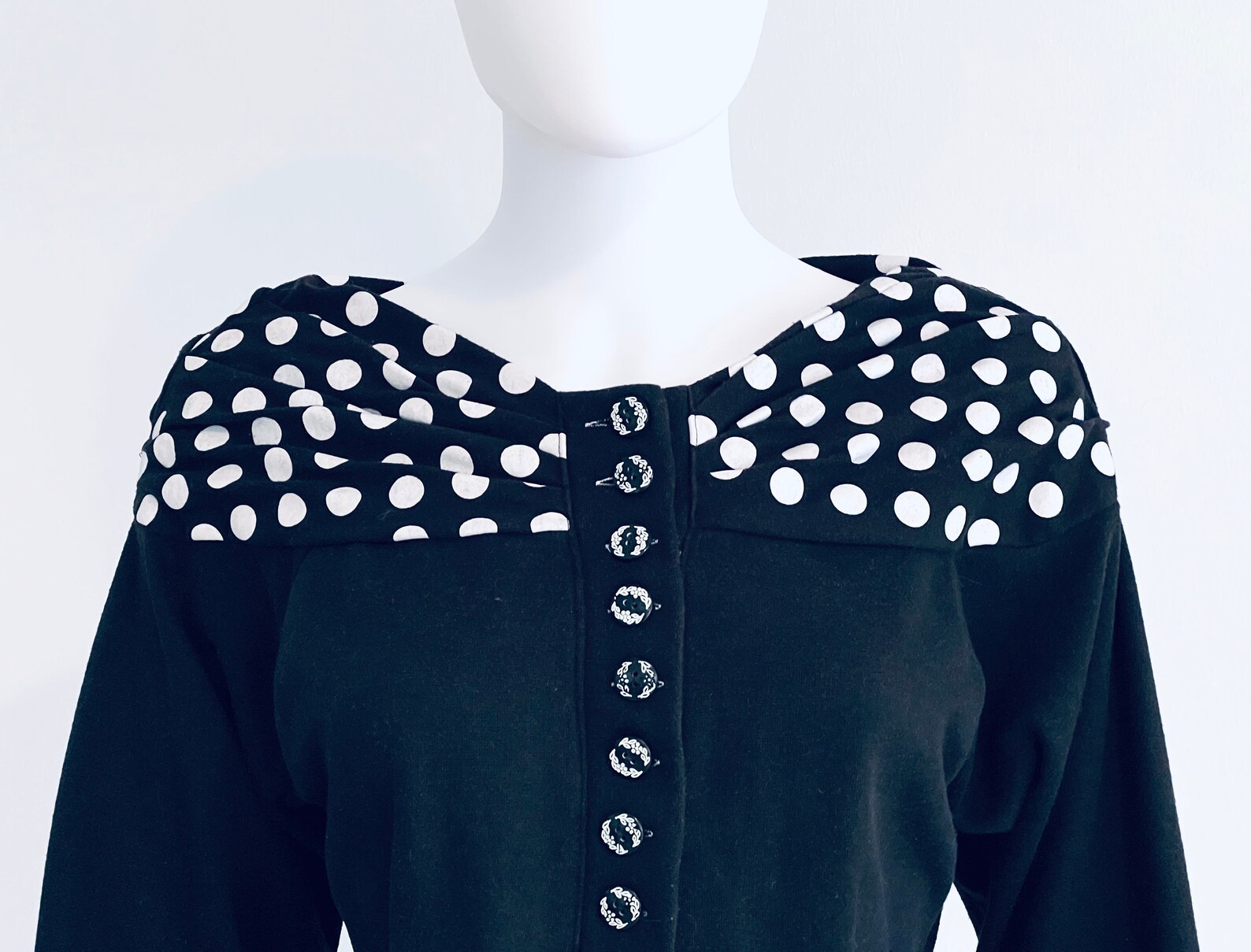 Vintage C1970s Folie Folette France Black & White Top Jacket Polka Dot ...