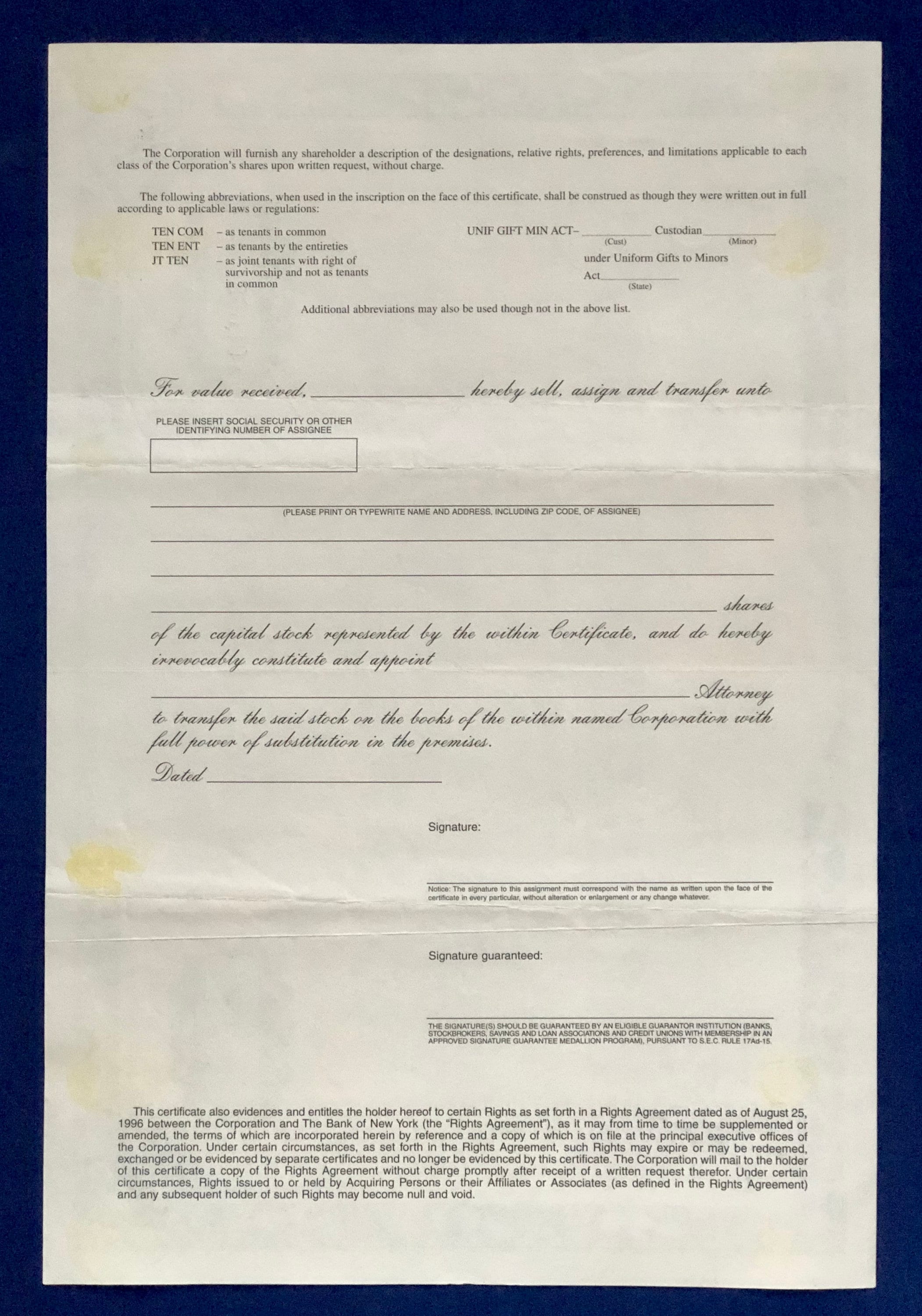 Rare Vintage 1999 MCI Worldcom, Inc. Stock Certificate With Bernard ...