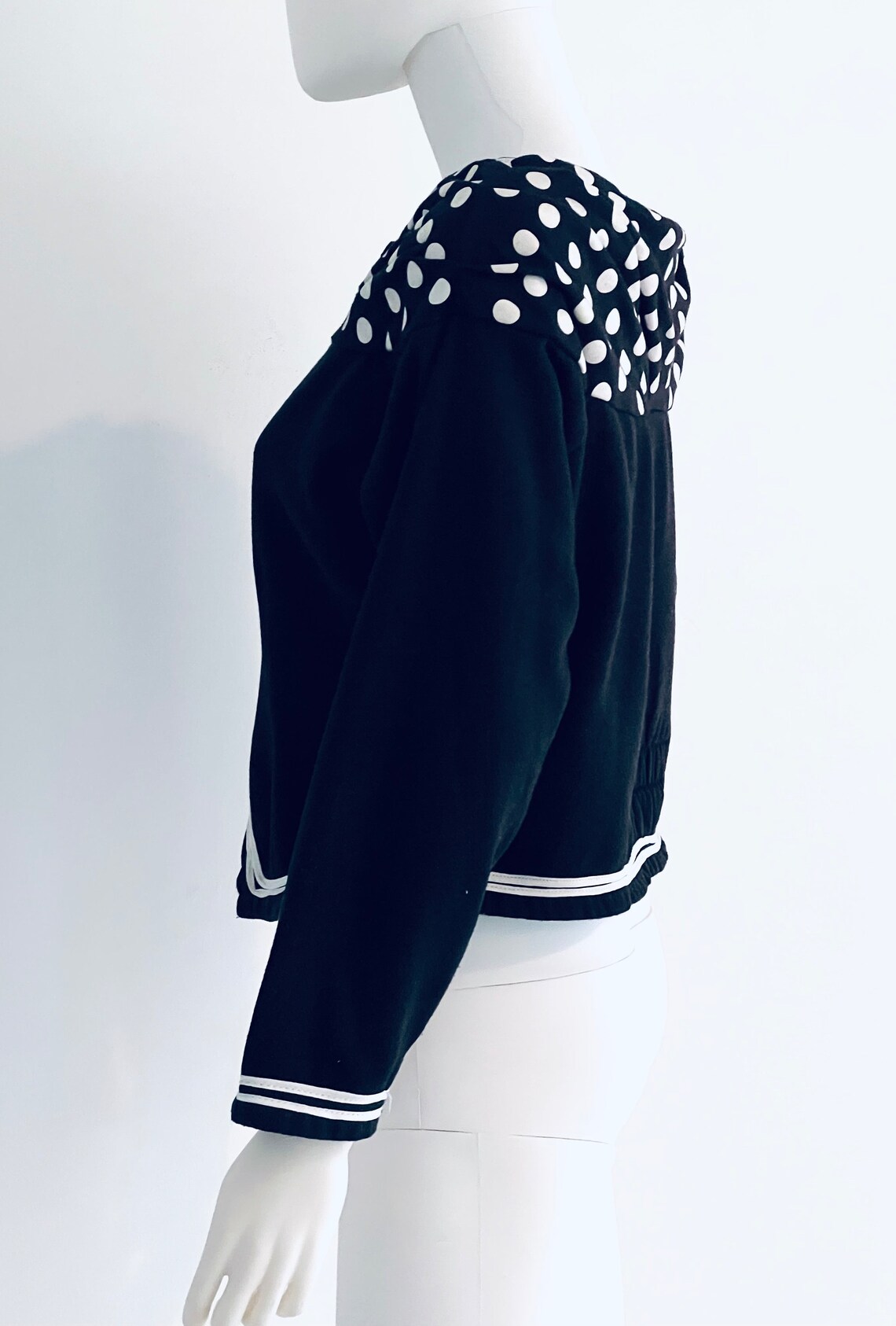 Vintage C1970s Folie Folette France Black & White Top Jacket Polka Dot ...