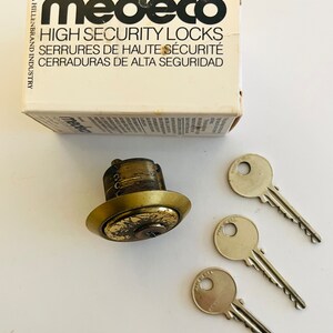 Vintage C1980s Medeco Solid Satin Brass High Security Lock Complete ...