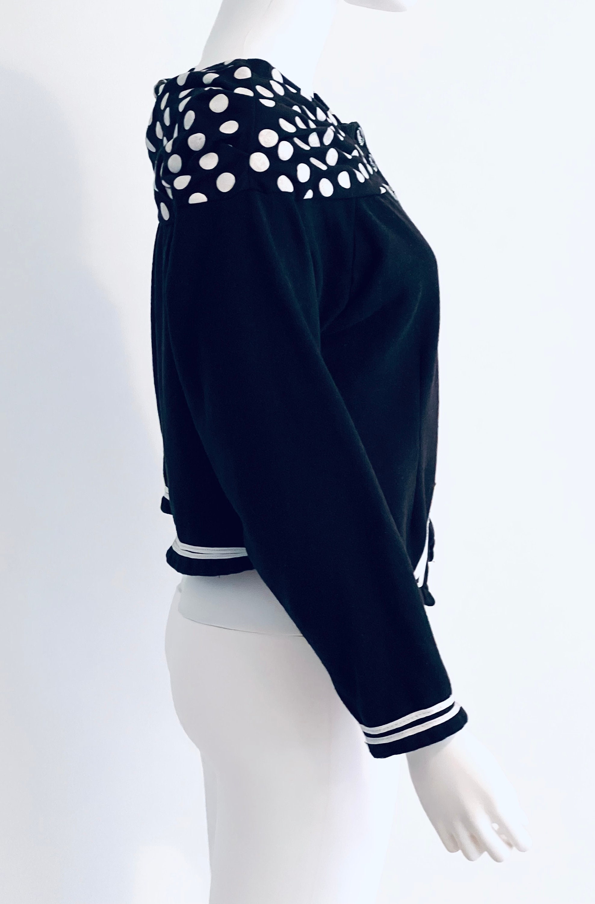 Vintage C1970s Folie Folette France Black & White Top Jacket Polka Dot ...