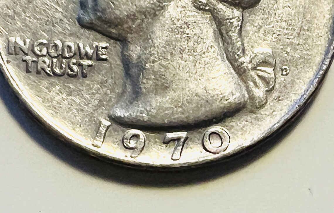 1970 D Mint Mark Washington Quarter Coin US, Collectible United States ...