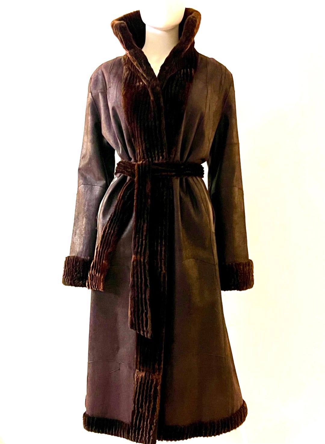 Exquisite High End CHARLES CALFUN Full Length Sheared Beaver Reversible ...