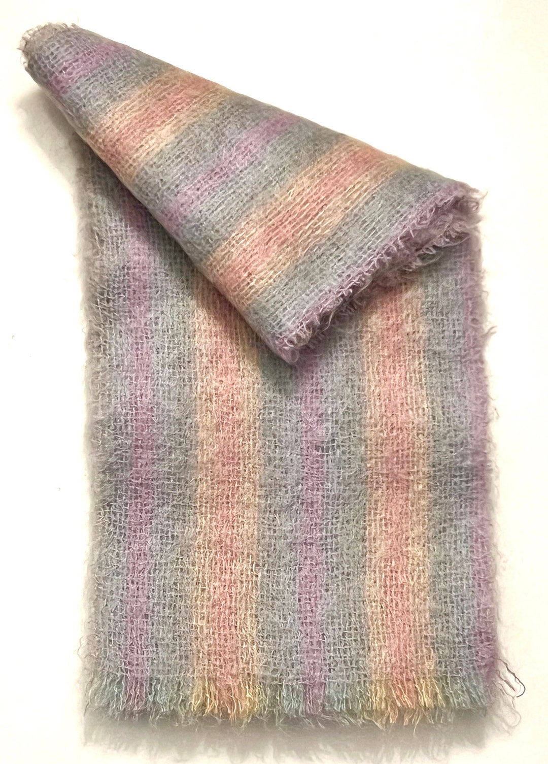 Vintage C1980s Donegal Design Mohair Pure New Wool Scarf Shawl ...