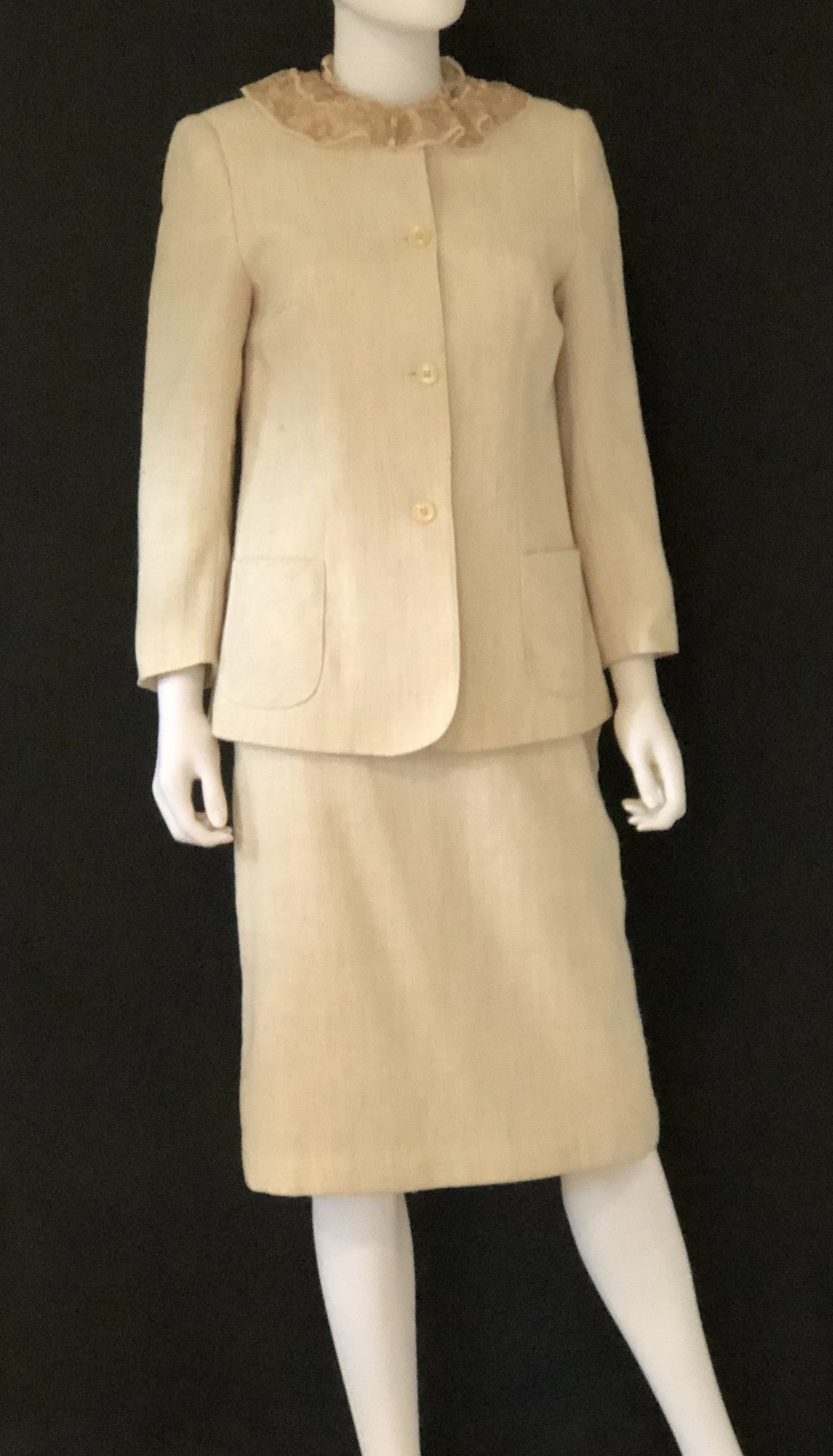 Vintage 1980s Louis Ferrara Cream Ivory Classic Skirt Suit | Etsy