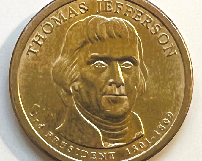 Vintage 1801-1809 Thomas Jefferson 2007-P Presidential Dollar Coin ...