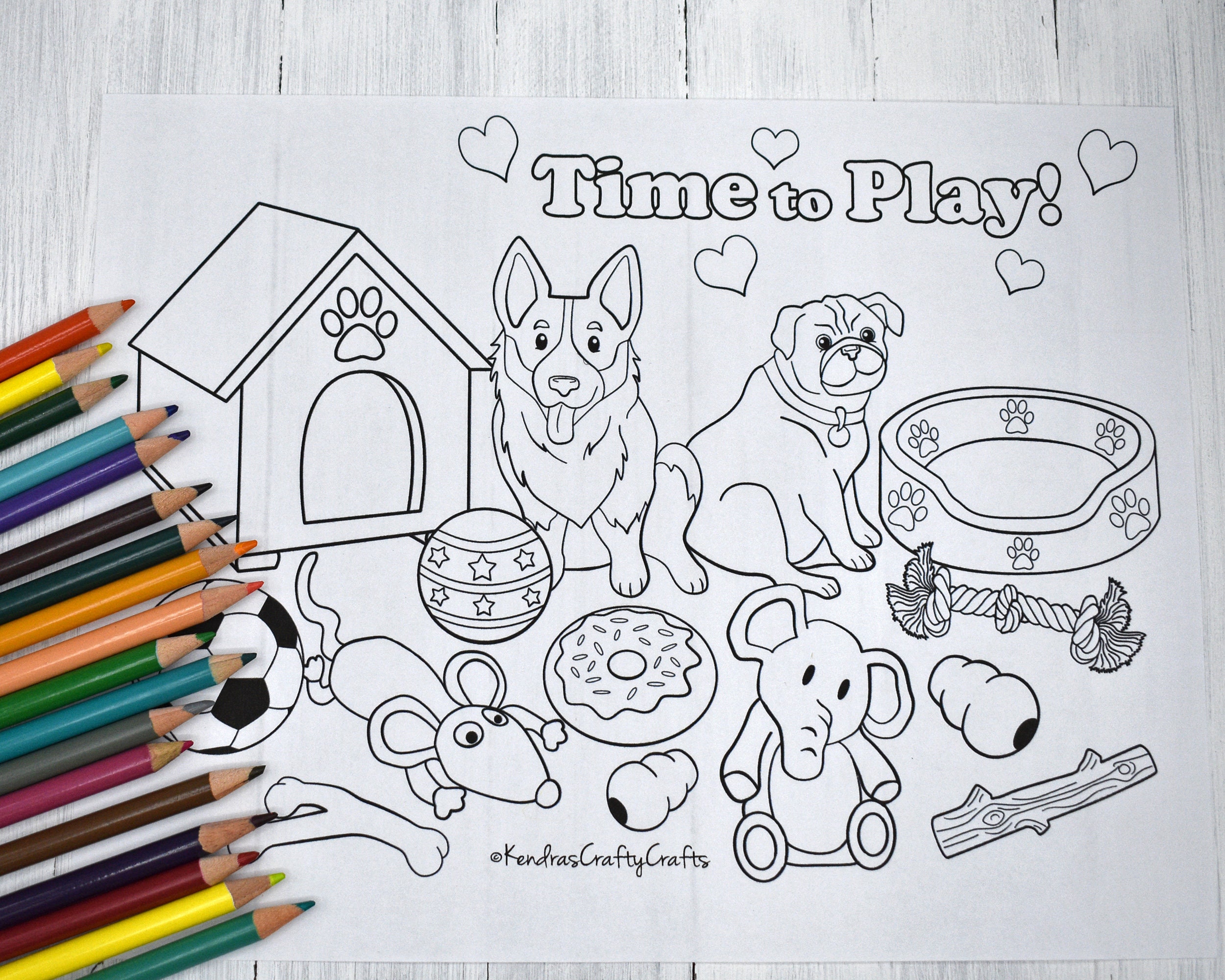 Puppy Playtime Coloring Page Download — Kendra's Crafty Crafts
