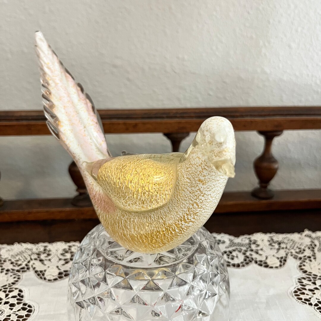Vintage Murano Glass Dove. Italian. Gold Pink. Long Tail. - Etsy