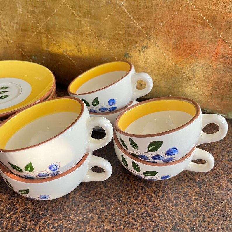 Vintage Stangl Pottery Cup and Saucer Sets in Blueberry. 1980s. Berries ...